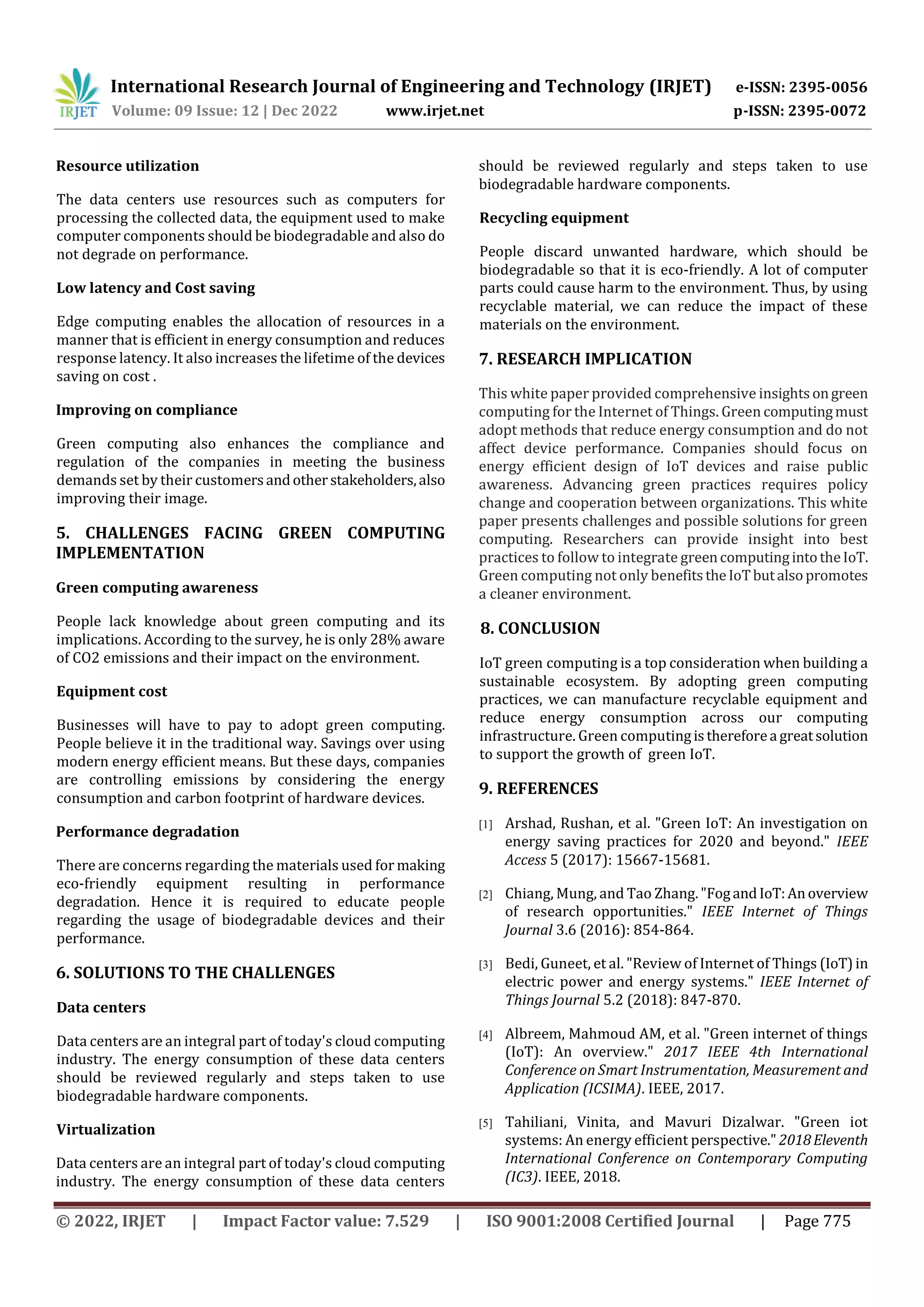 Green Computing for Internet of Things | PDF