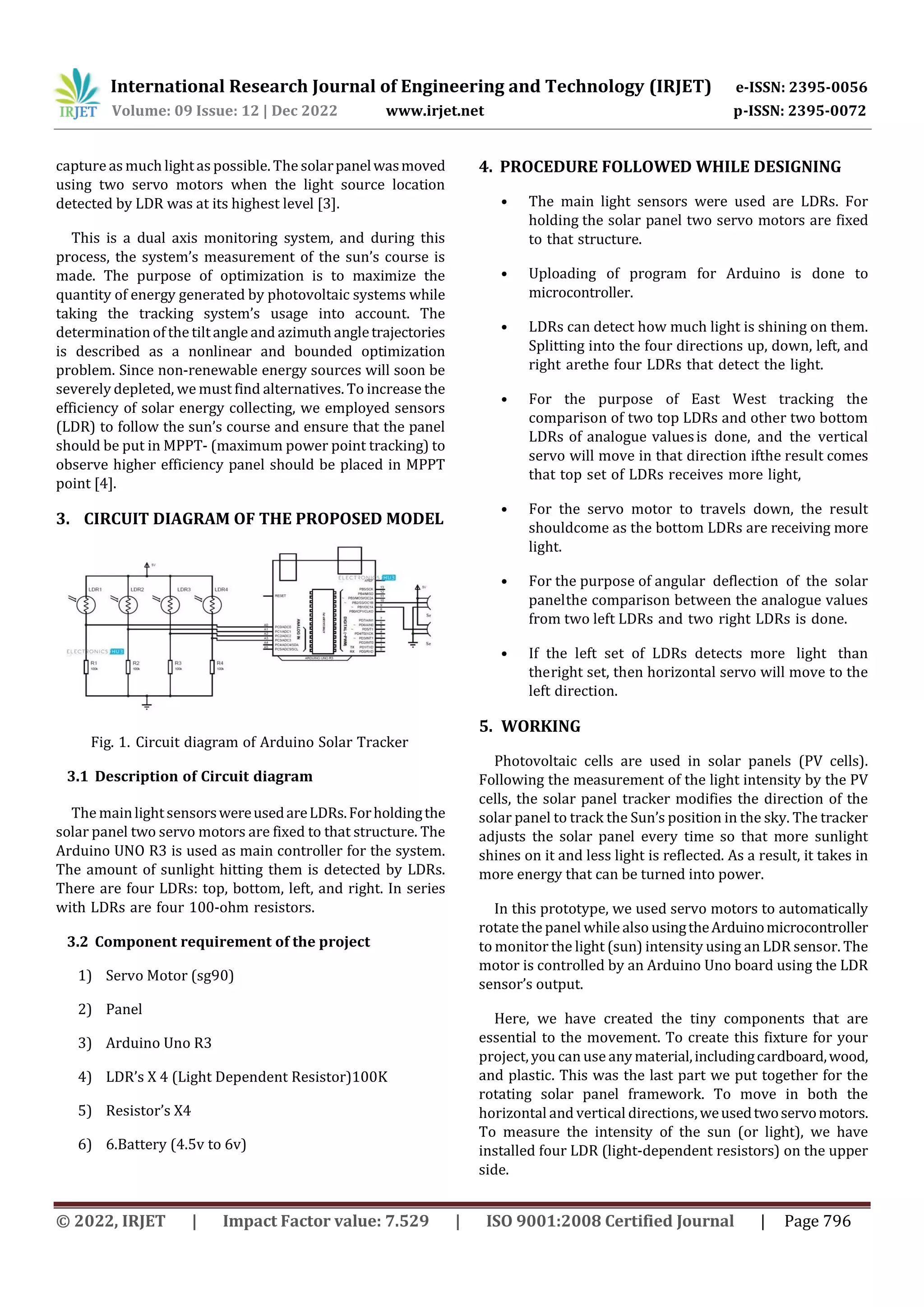 Design of Arduino Based Solar Tracker for Renewable Energy | PDF ...