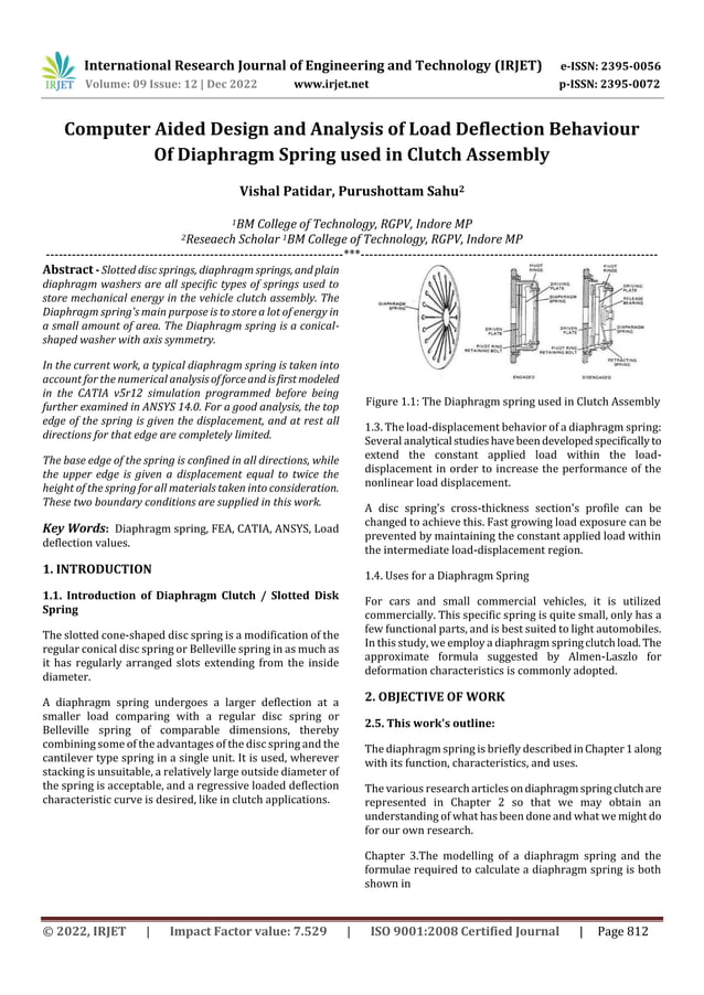 Computer Aided Design and Analysis of Load Deflection Behaviour Of ...