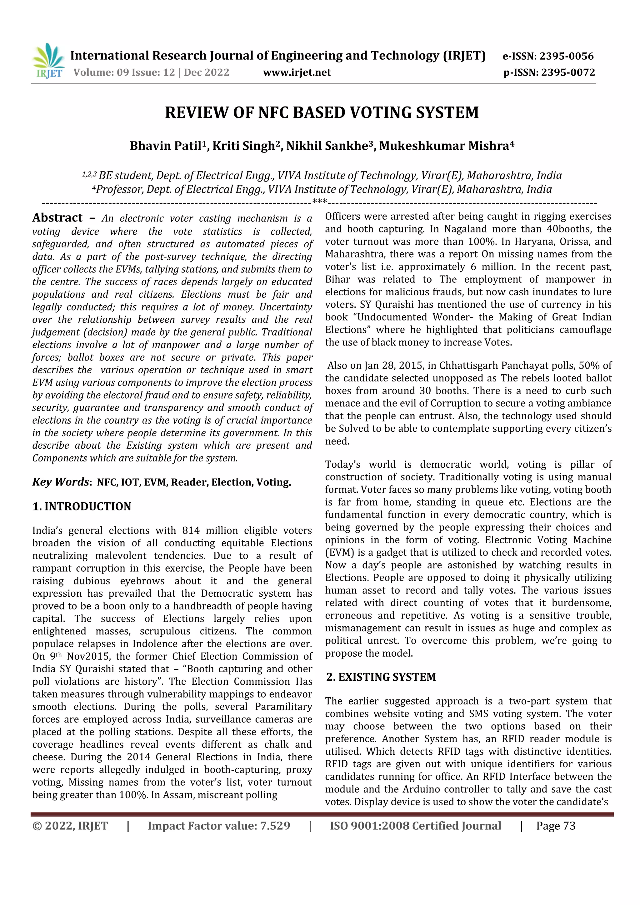 REVIEW OF NFC BASED VOTING SYSTEM | PDF