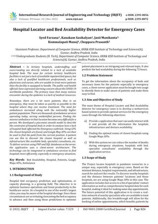 Hospital Locator and Bed Availability Detector for Emergency Cases | PDF