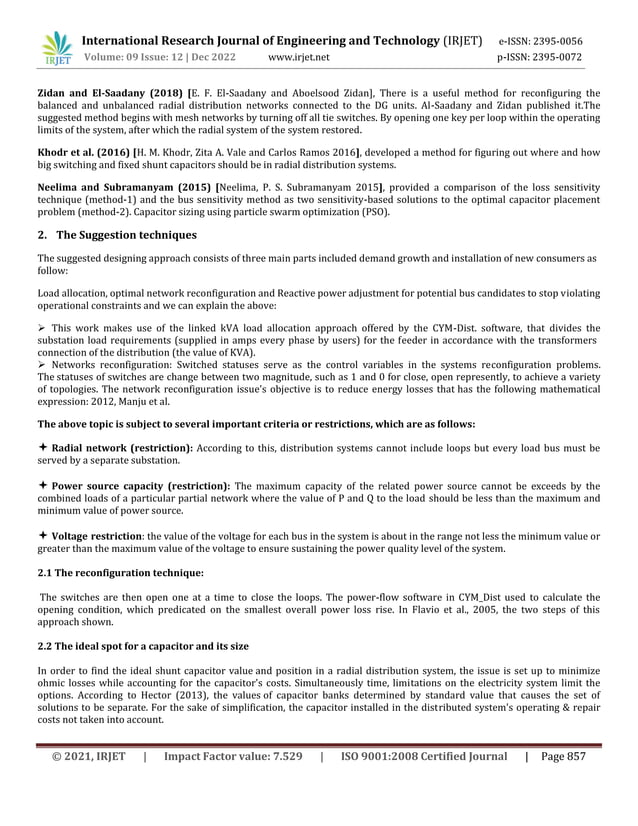Reconfiguration And Capacitor Placement In Najaf Distribution Networks