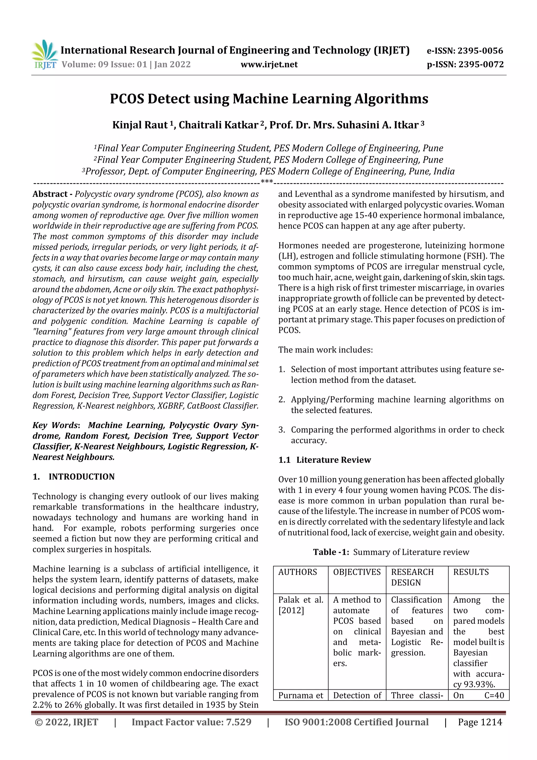 PCOS Detect using Machine Learning Algorithms | PDF