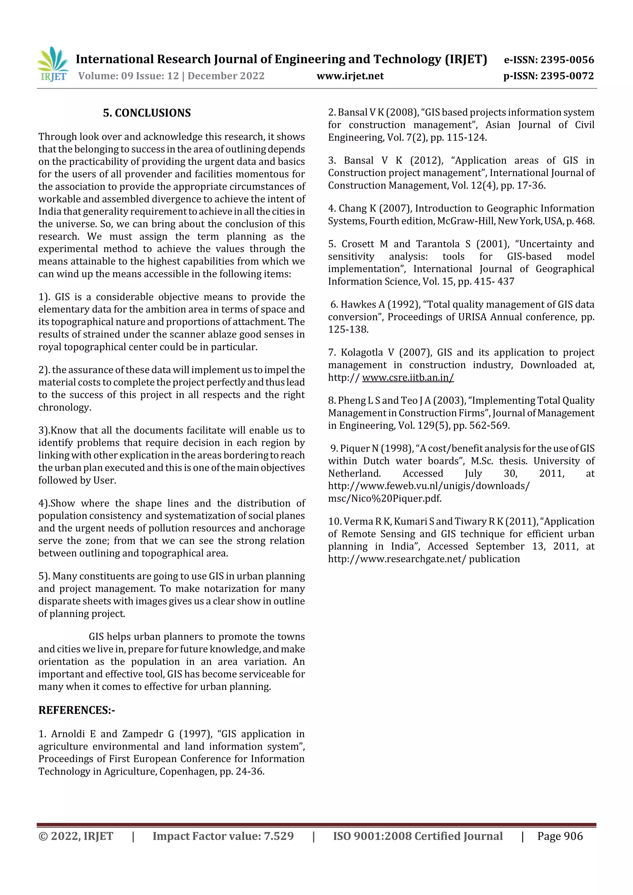 GIS Application Used in Urban Planning In India | PDF