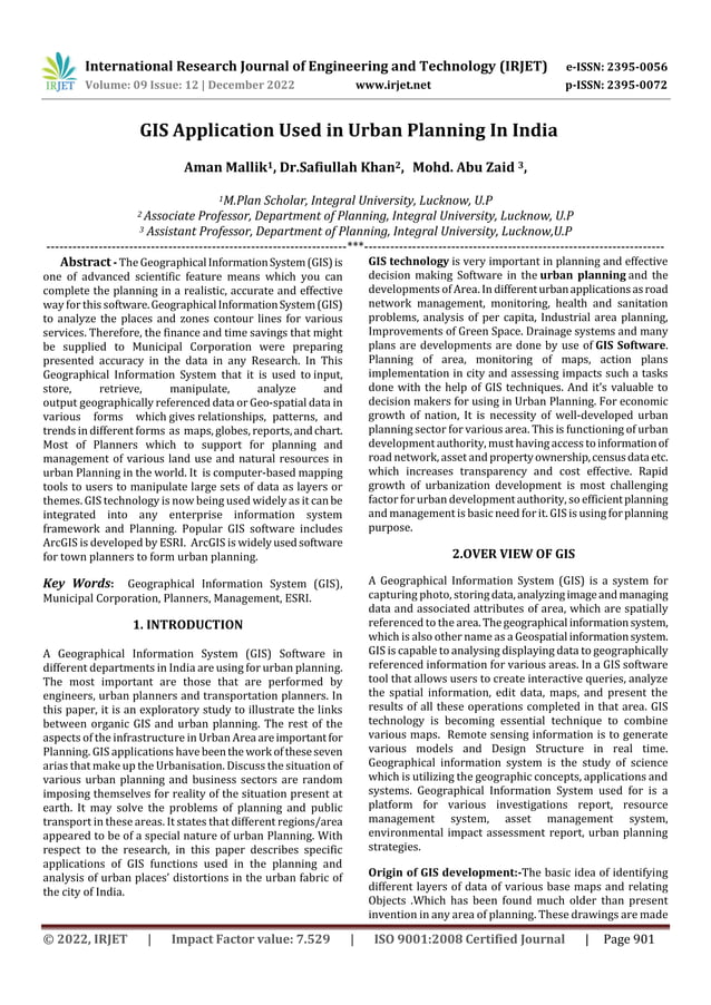 GIS Application Used in Urban Planning In India | PDF