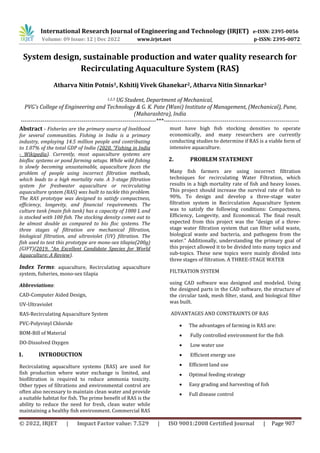 System design, sustainable production and water quality research for ...