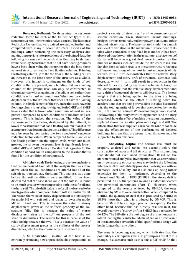 Comparative Study of SMRF Structure in the Different Conditions of Soil: A Review | PDF