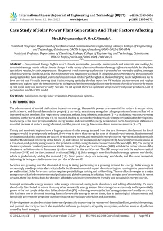 Case Study of Solar Power Plant Generation And Their Factors Affecting ...
