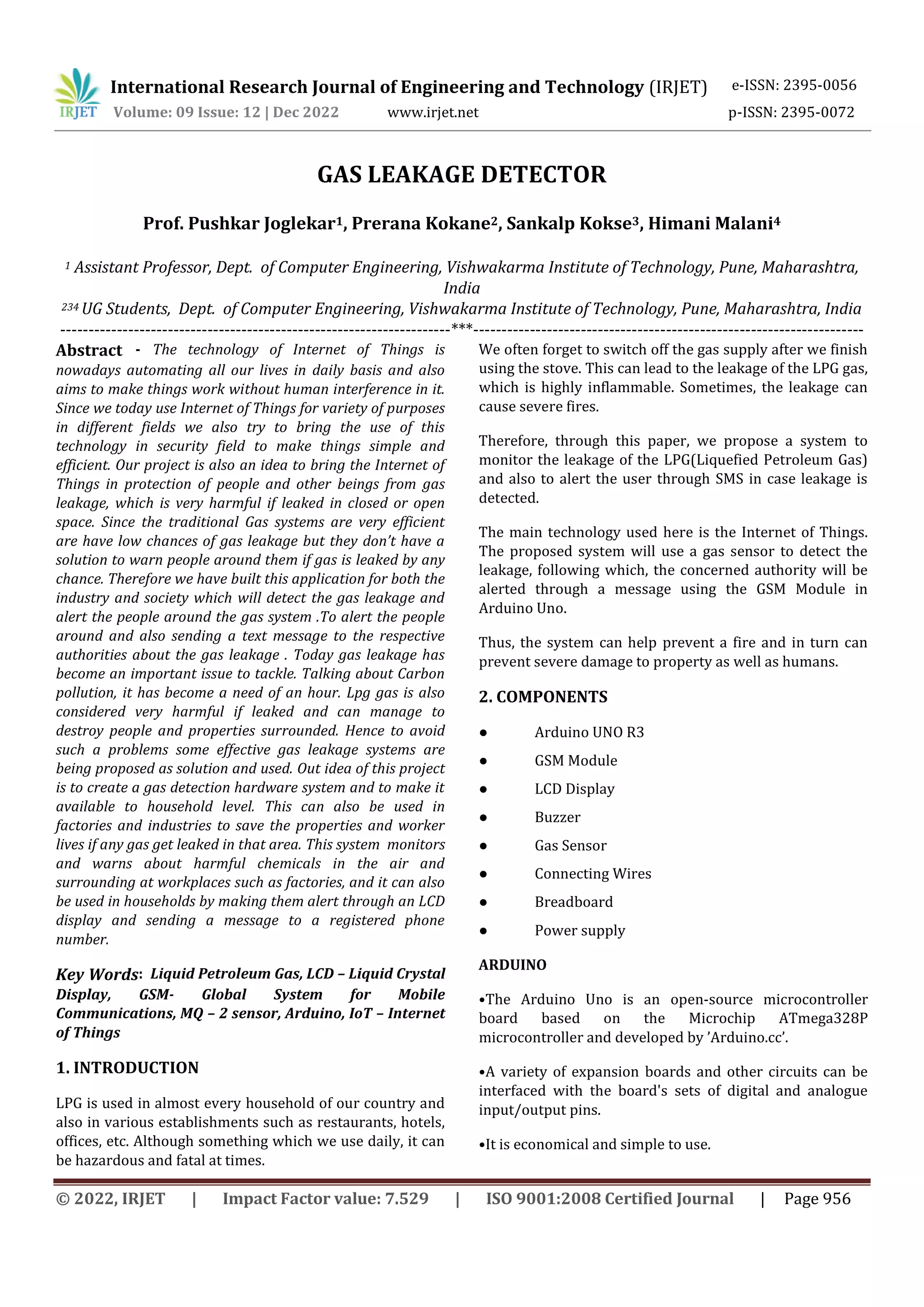 GAS LEAKAGE DETECTOR | PDF