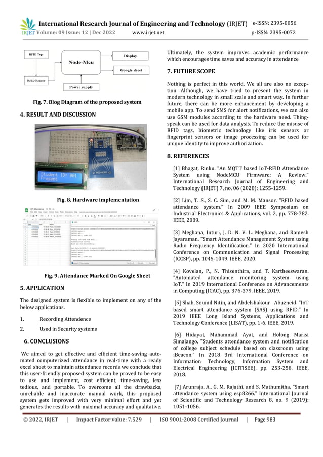 IoT Based Smart Attendance System Using RFID and Google Sheet | PDF ...