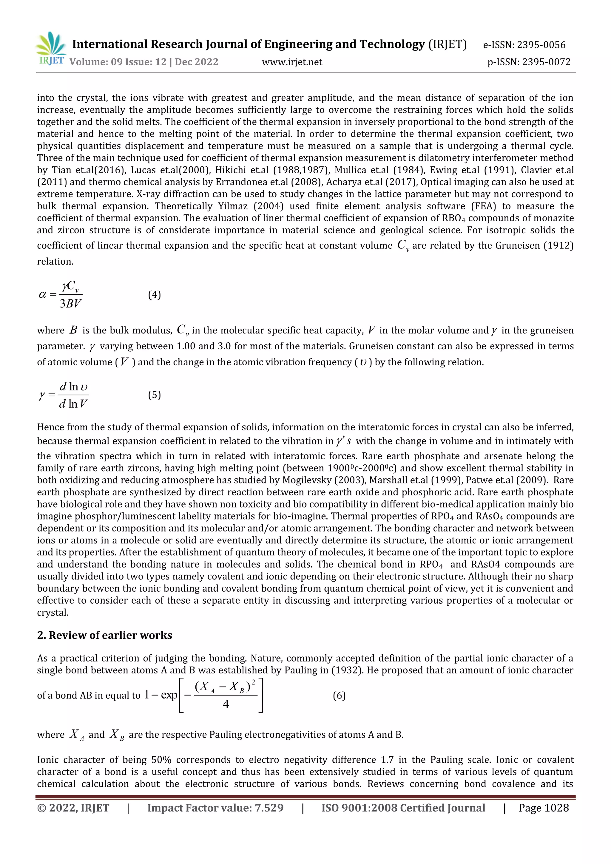 Calculation of lattice thermal expansion coefficient of RBO4 (R ...