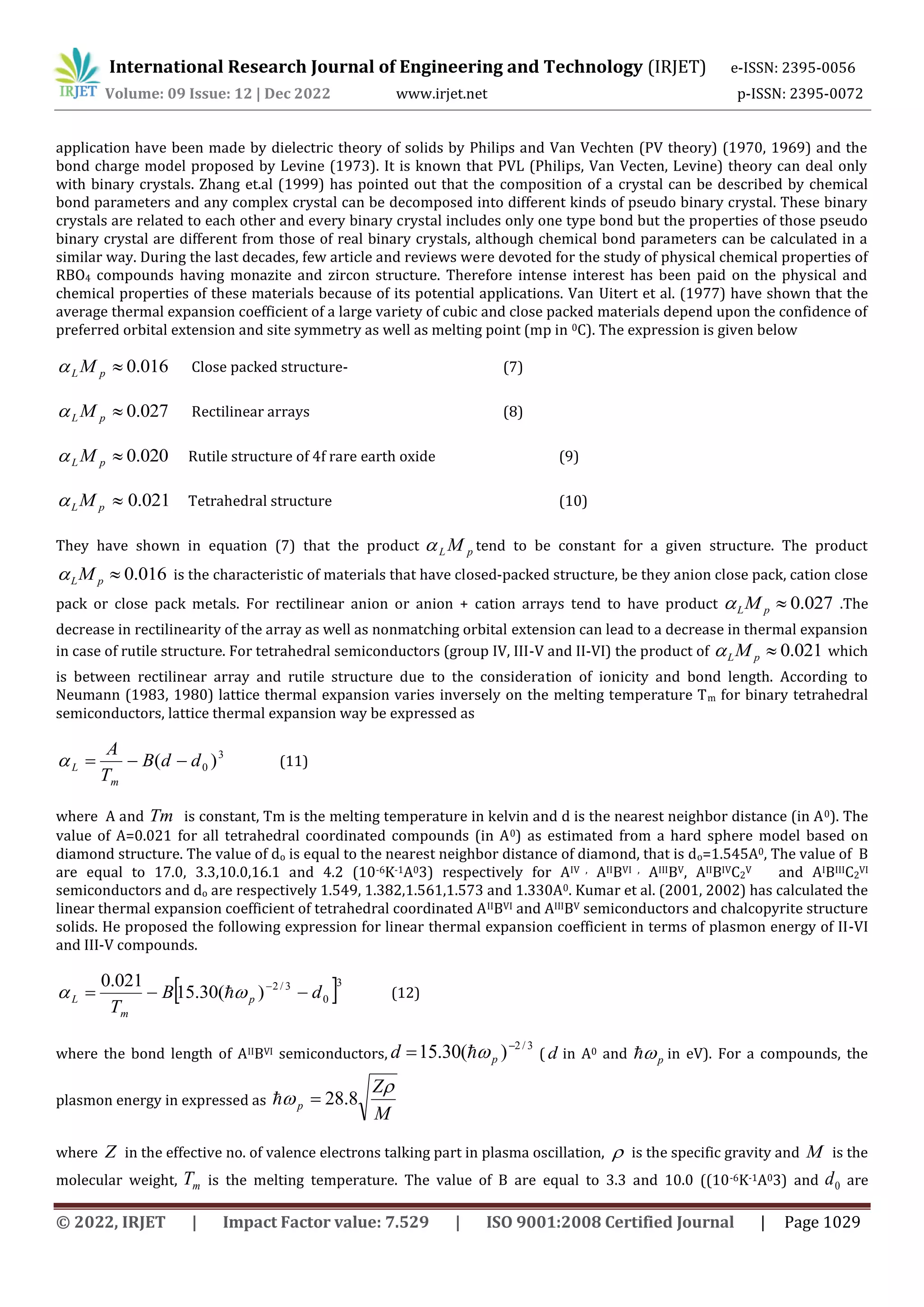 Calculation of lattice thermal expansion coefficient of RBO4 (R ...