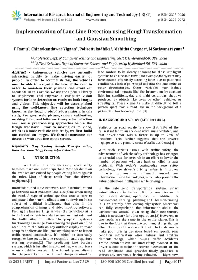Implementation of Lane Line Detection using HoughTransformation and ...