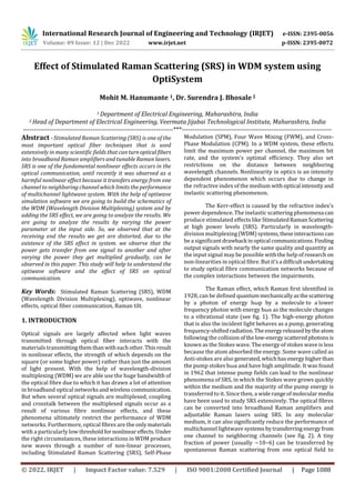 Effect of Stimulated Raman Scattering (SRS) in WDM system using OptiSystem | PDF