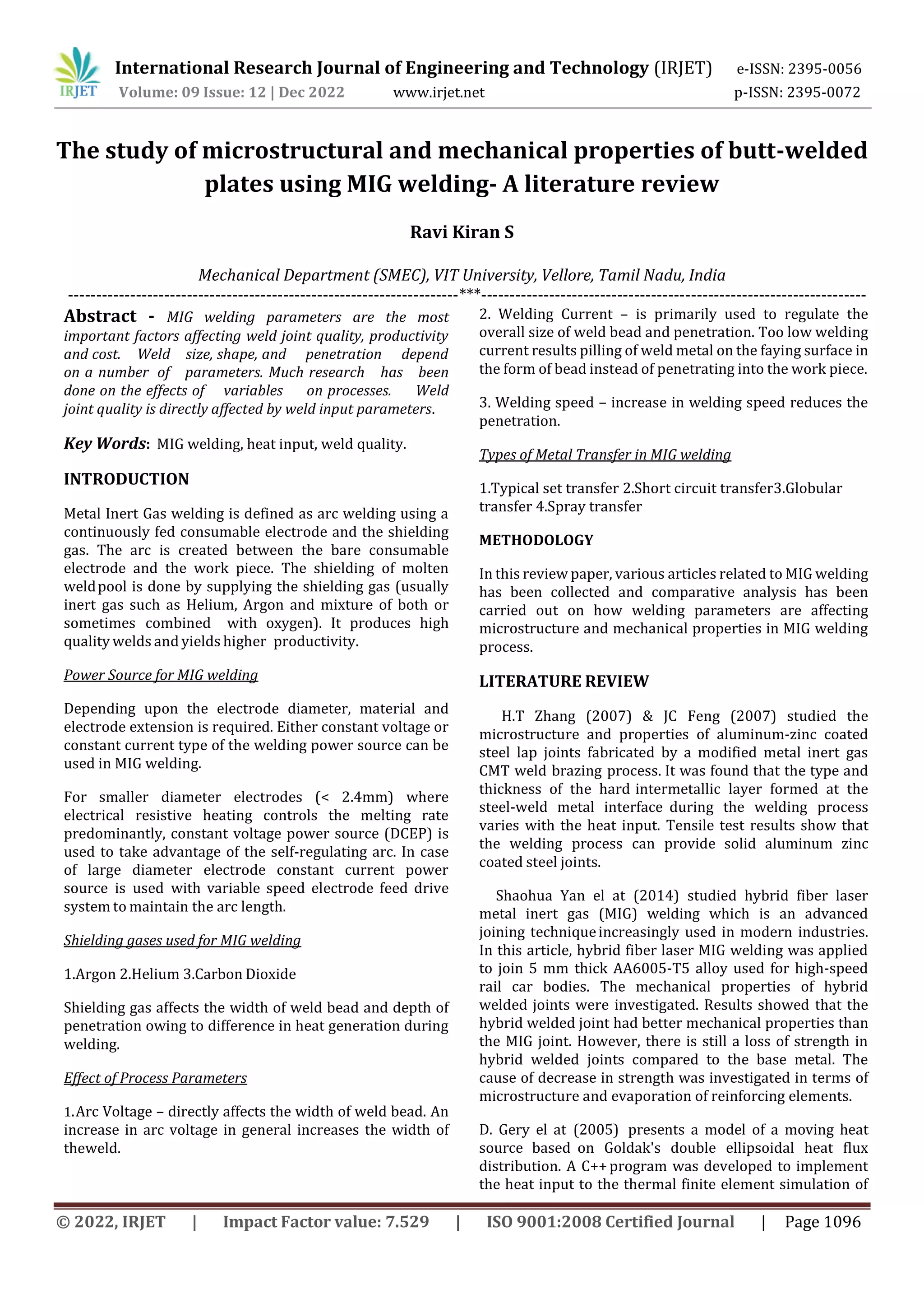 The study of microstructural and mechanical properties of butt-welded ...