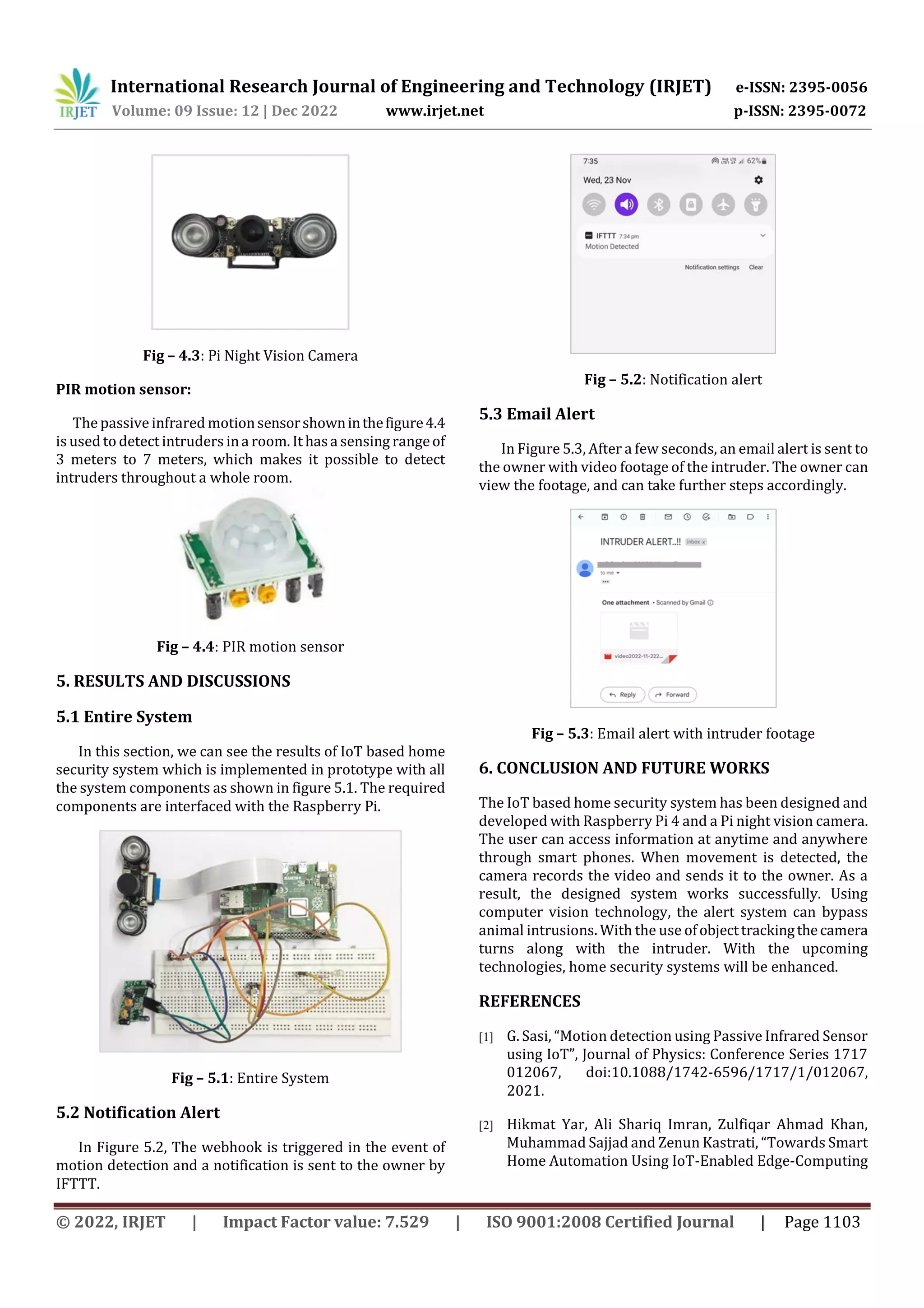 Home Security System based on IOT: A Systematic Alert System | PDF