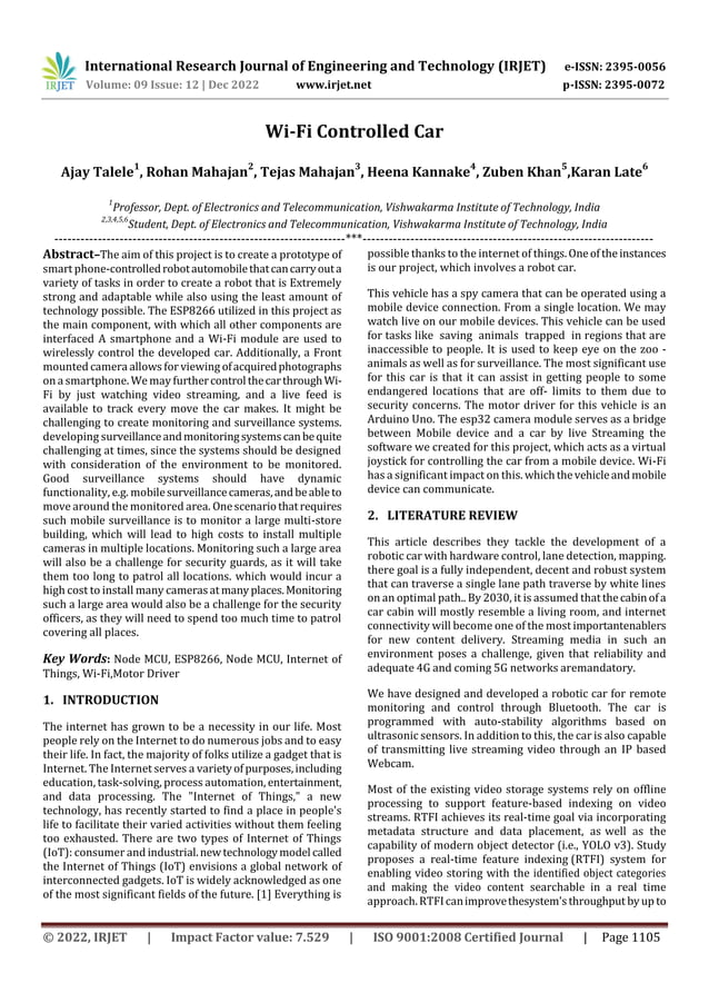 Wi-Fi Controlled Car | PDF | Internet | Computing