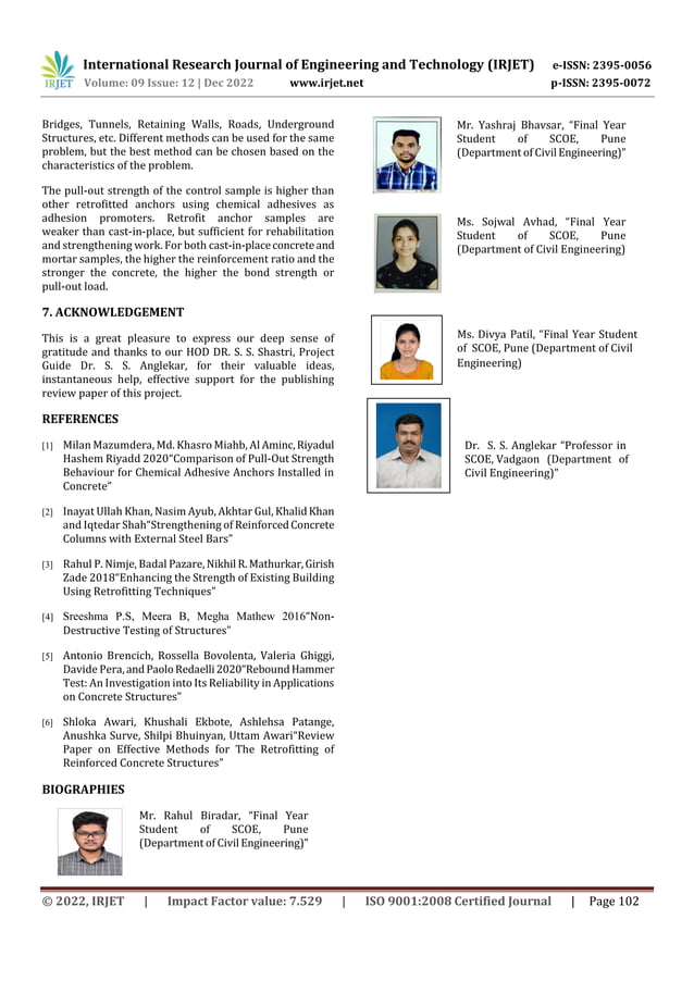 A Review of Effective Use of Fischer Chemical for Rebaring in Existing Concrete Structure | PDF