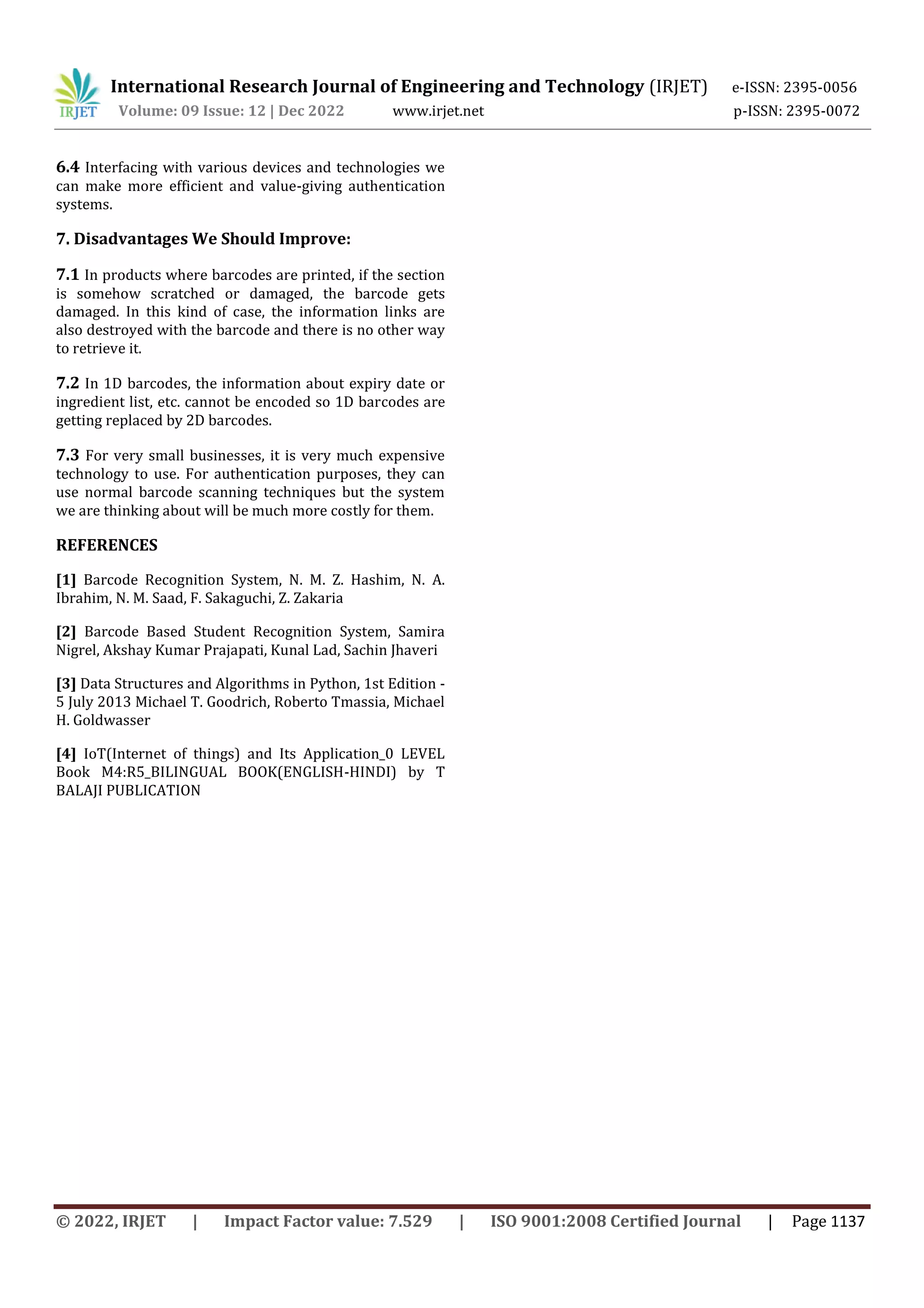 Smart Barcode Authentication System Using Python | PDF