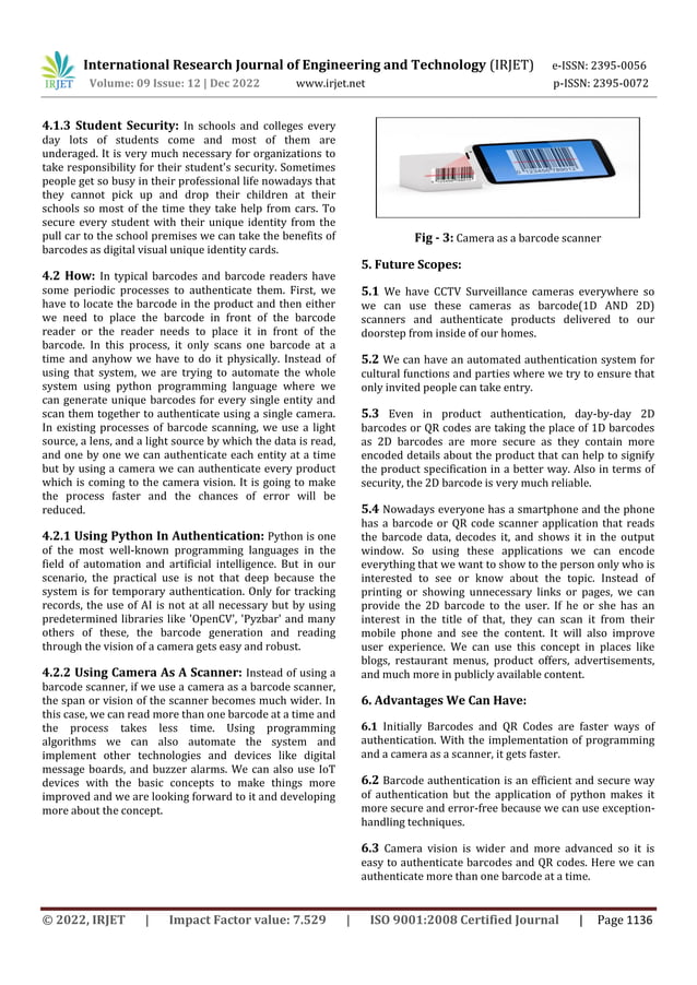 Smart Barcode Authentication System Using Python | PDF