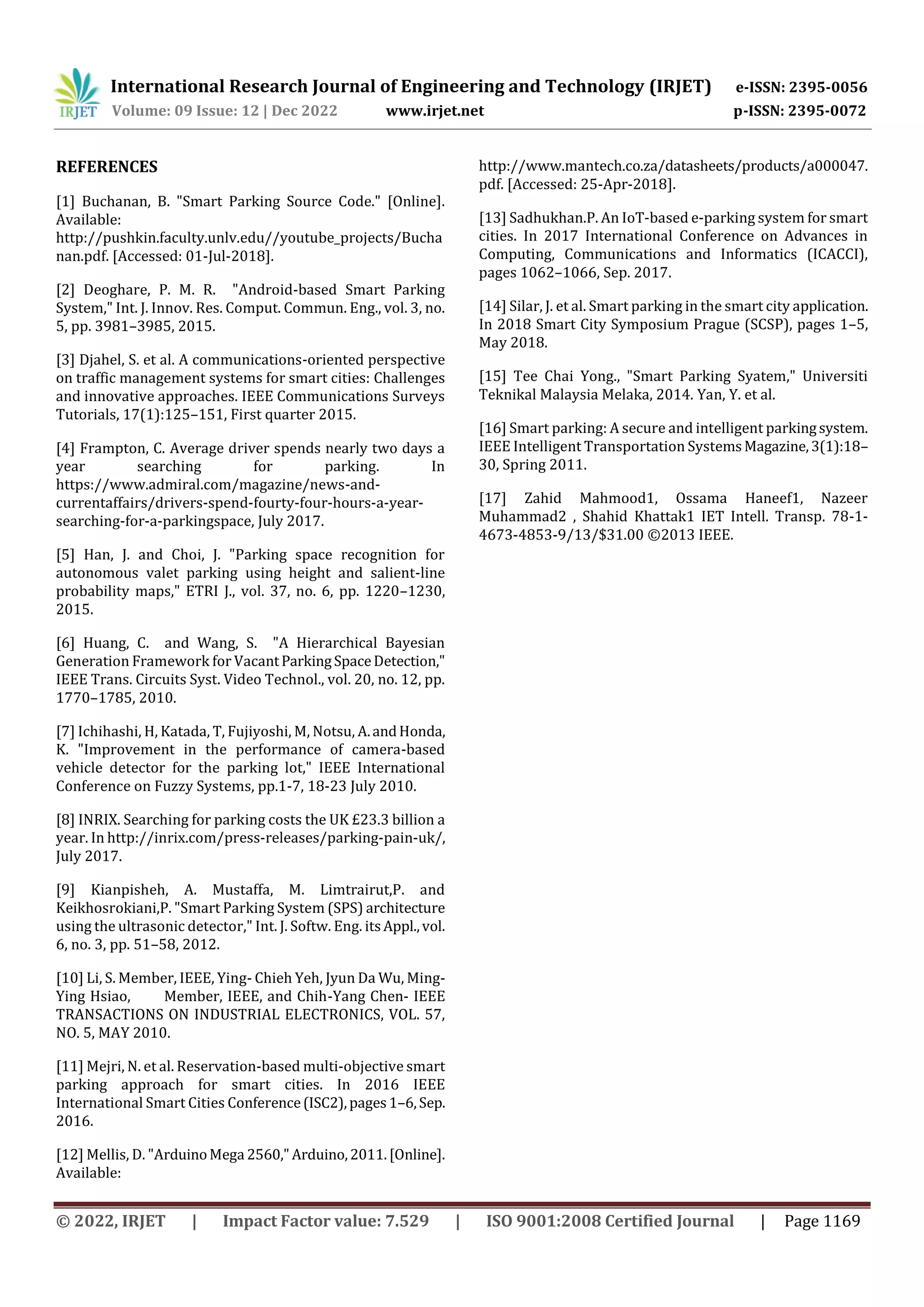 SMART CAR PARKING SYSTEM USING IR SENSOR | PDF