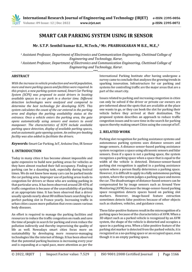 SMART CAR PARKING SYSTEM USING IR SENSOR | PDF