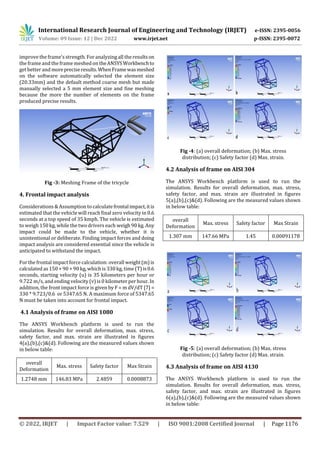 Design and Analysis of a Hybrid Tricycle for Different Frame Materials | PDF
