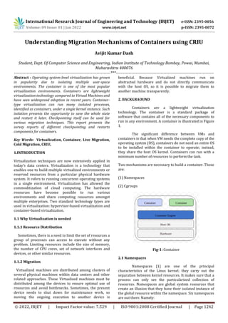Understanding Migration Mechanisms of Containers using CRIU | PDF | Operating Systems | Computer ...