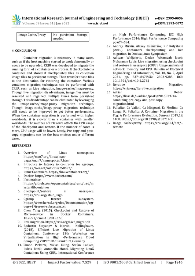 Understanding Migration Mechanisms of Containers using CRIU | PDF | Operating Systems | Computer ...