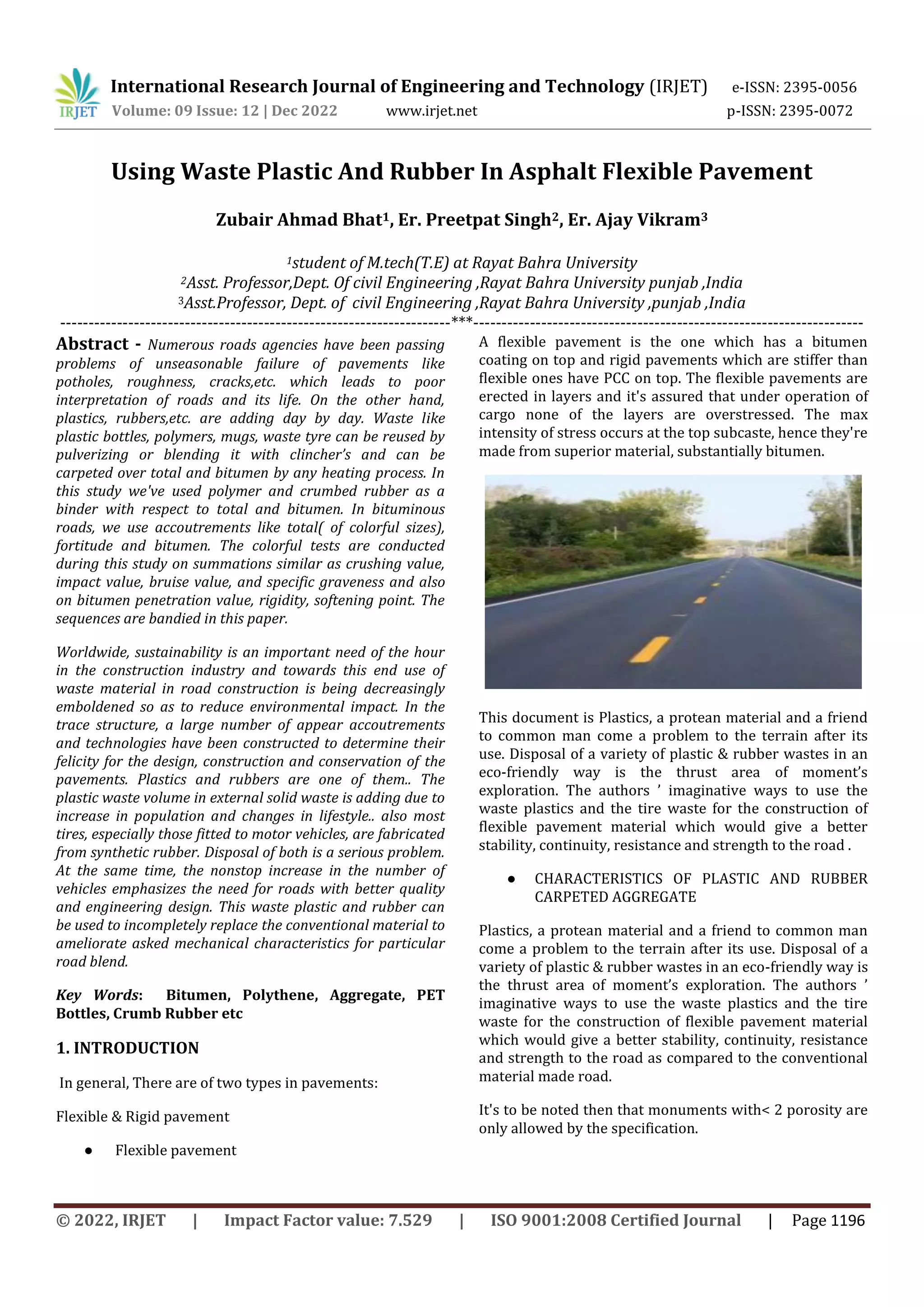 Using Waste Plastic And Rubber In Asphalt Flexible Pavement | PDF