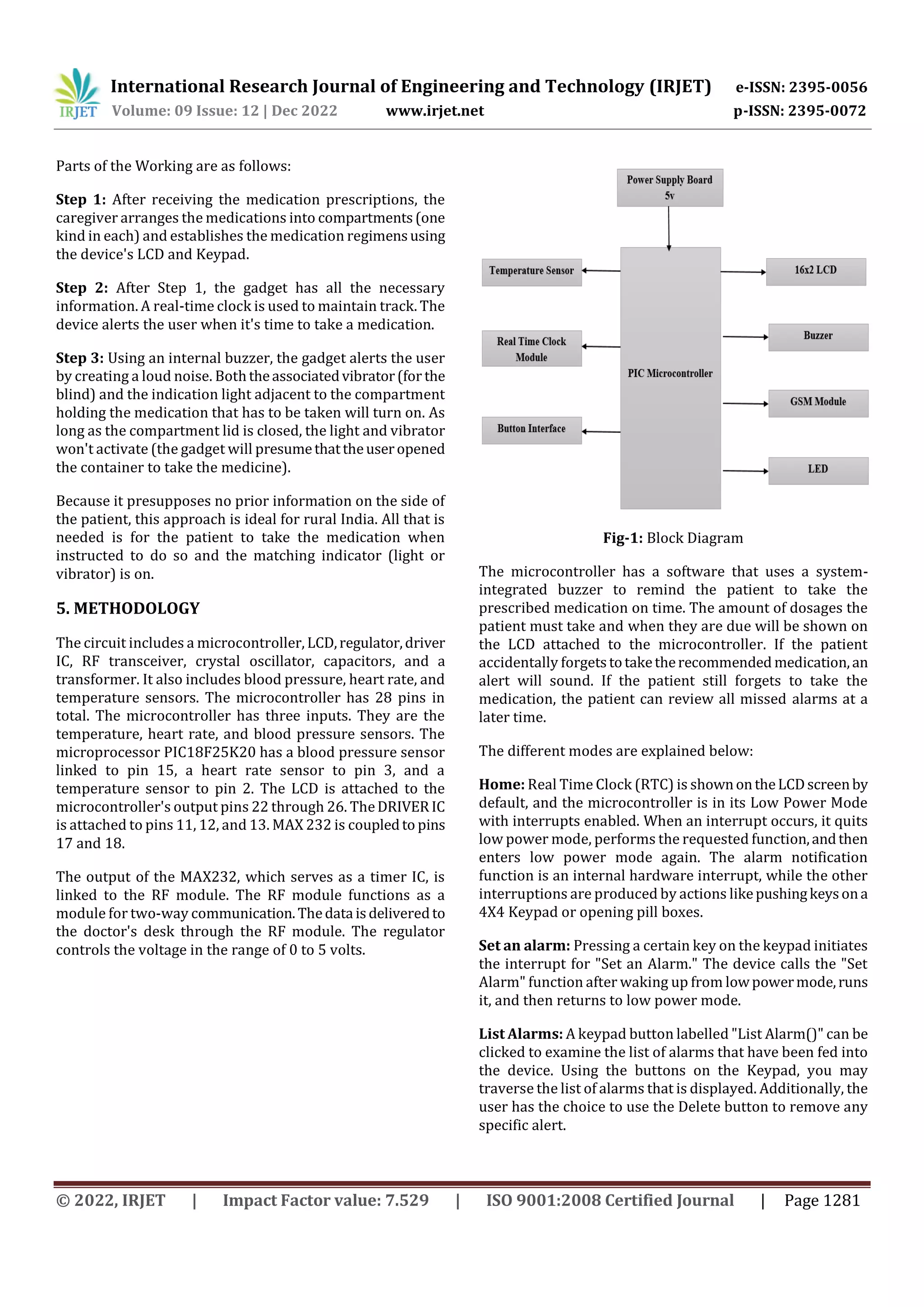 IOT-Based Medicine Reminder and Monitoring System for Safe Health | PDF