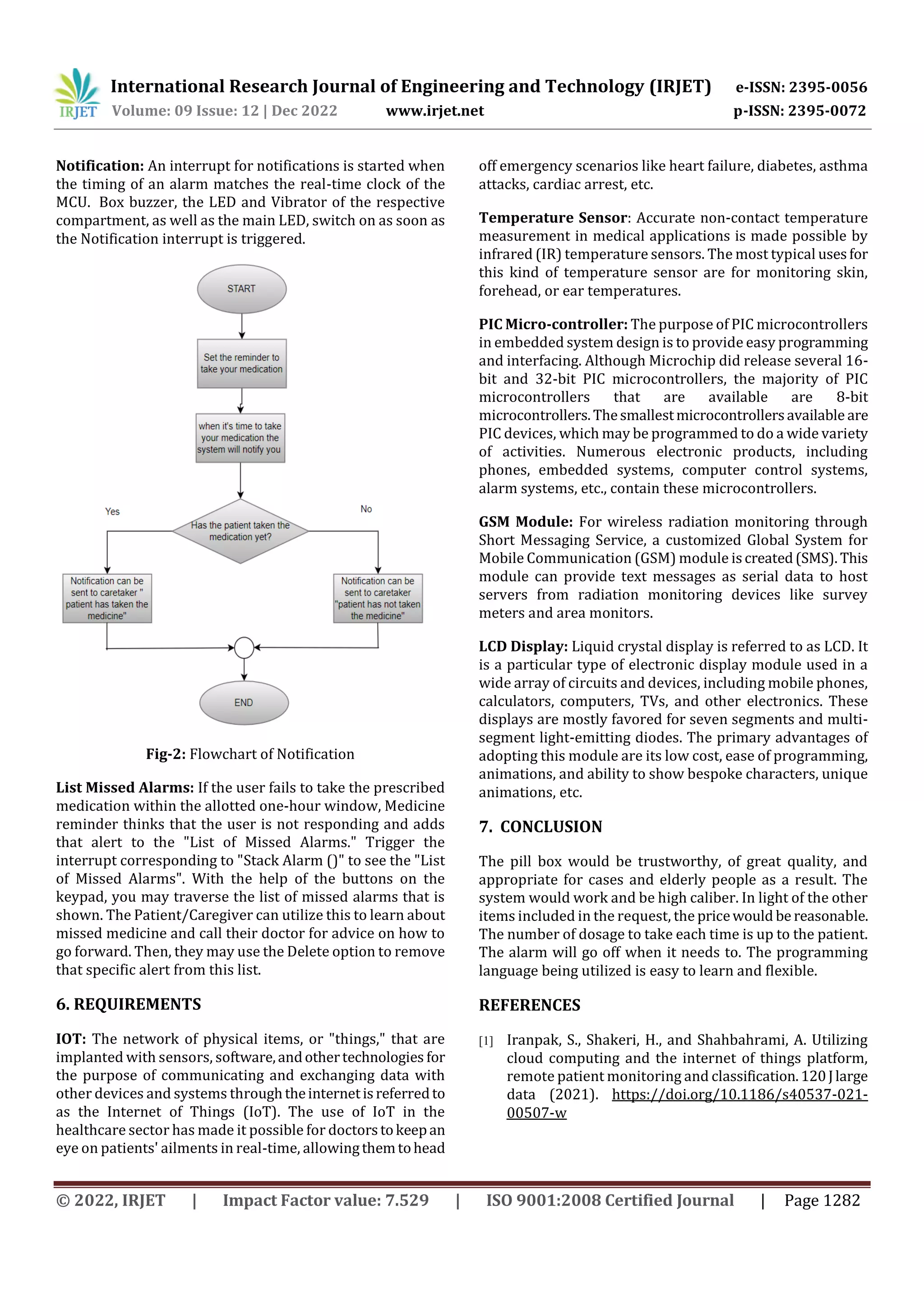 IOT-Based Medicine Reminder and Monitoring System for Safe Health | PDF