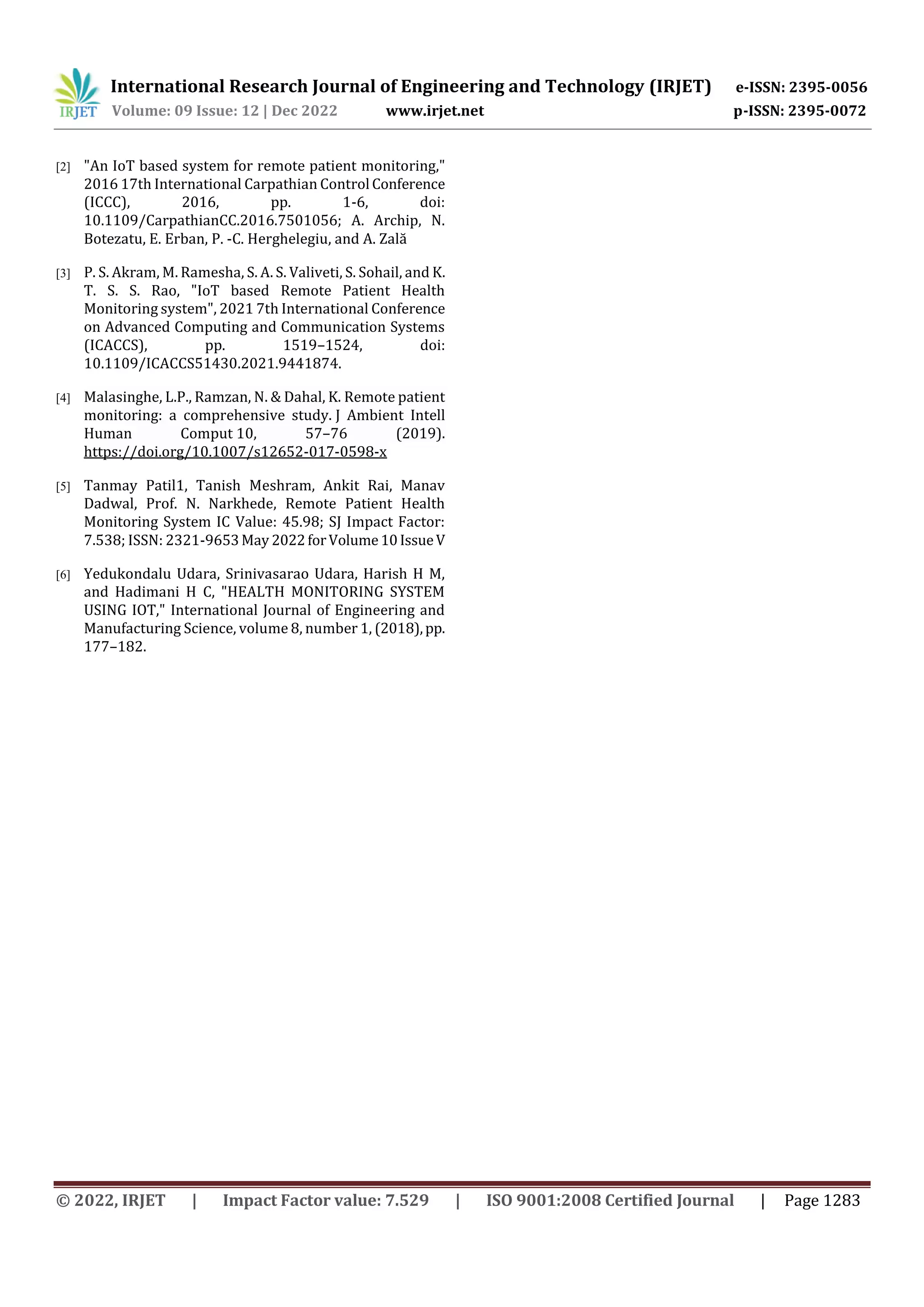 IOT-Based Medicine Reminder and Monitoring System for Safe Health | PDF