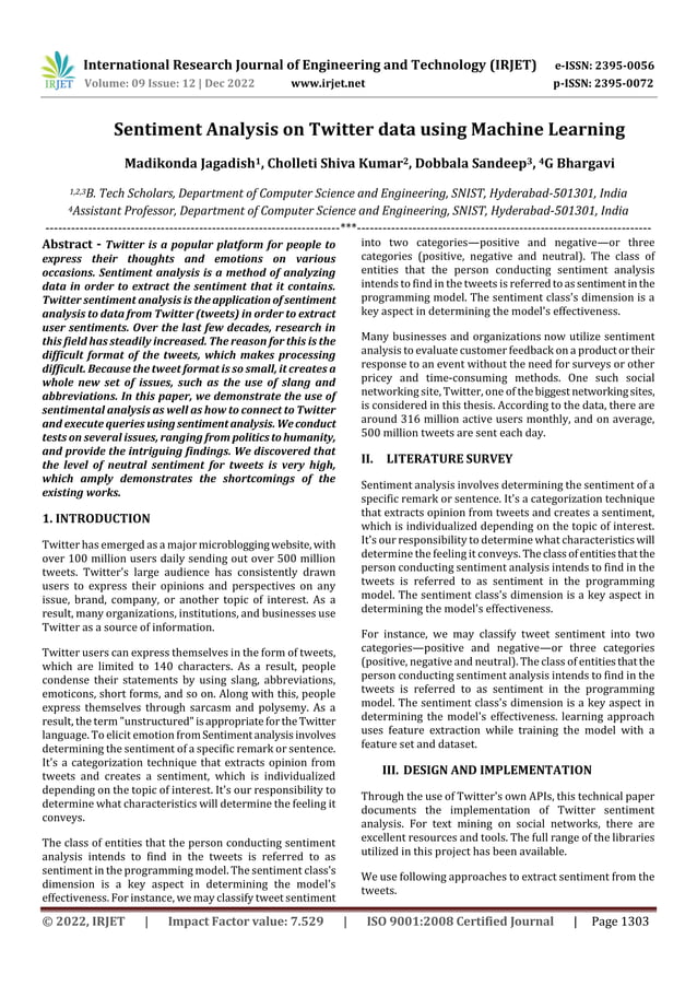 Twitter Sentiment Analysis Using Ml Pdf