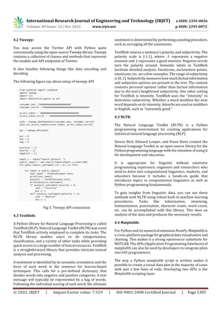 Sentiment Analysis on Twitter data using Machine Learning | PDF