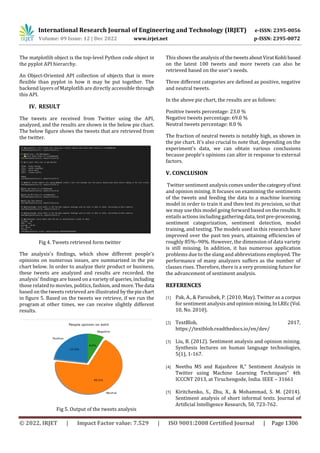 Sentiment Analysis on Twitter data using Machine Learning | PDF