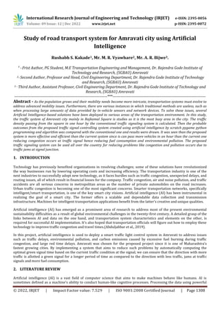 Study of road transport system for Amravati city using Artificial Intelligence | PDF