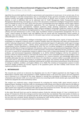Study of road transport system for Amravati city using Artificial Intelligence | PDF ...