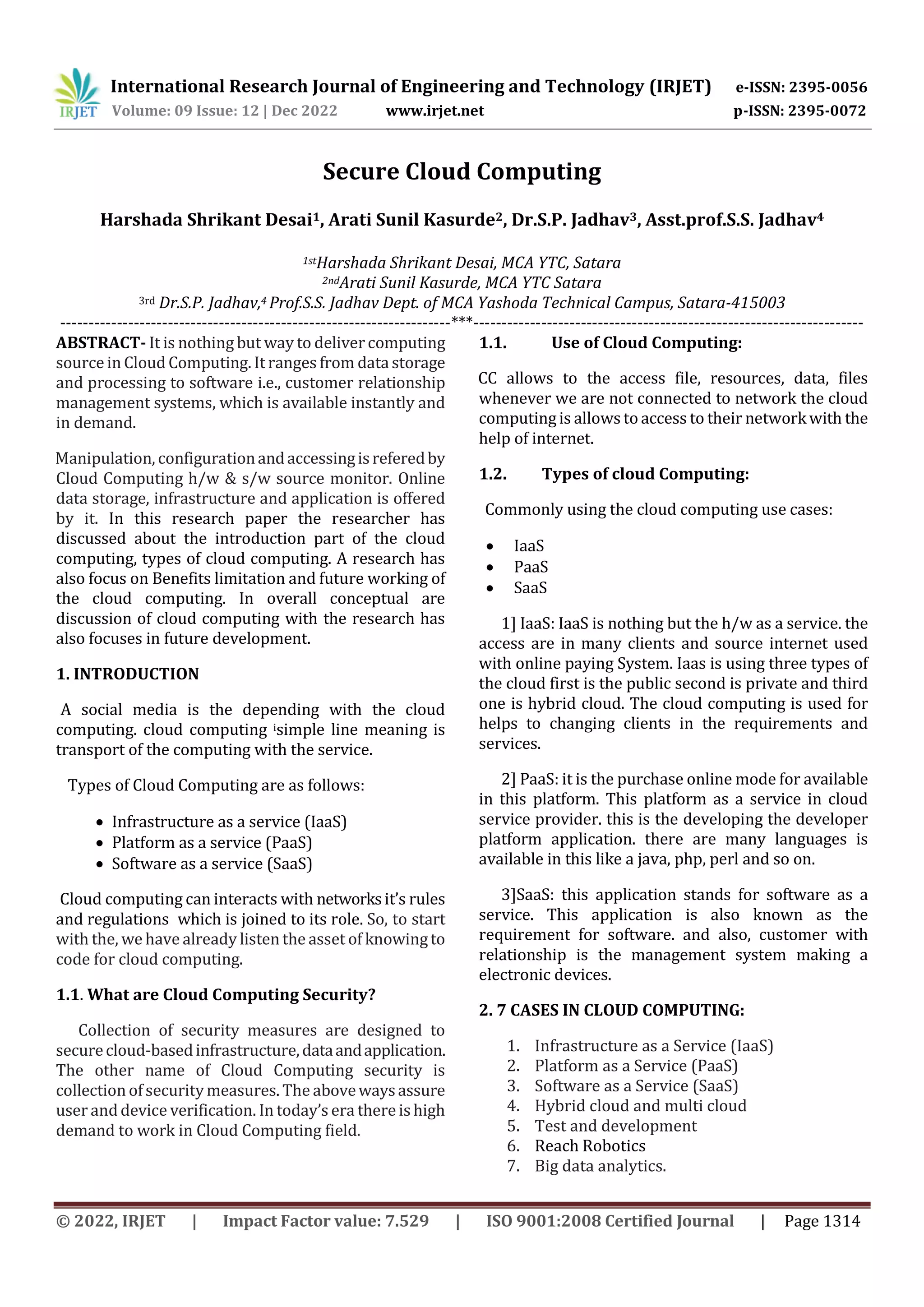 Secure Cloud Computing | PDF