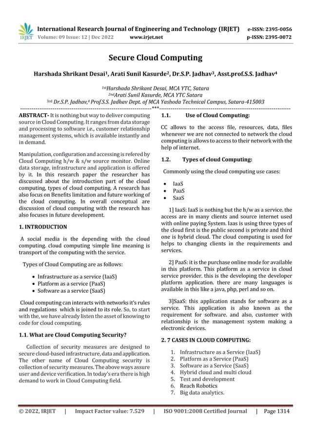 Secure Cloud Computing | PDF