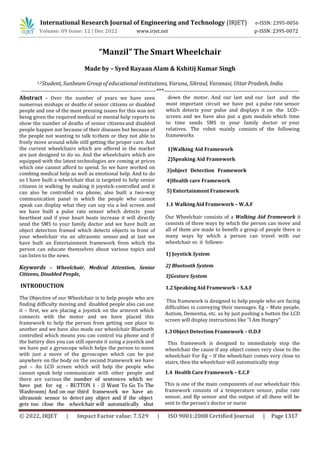 “Manzil” The Smart Wheelchair | PDF