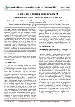 Identification of Learning Disability using ML | PDF