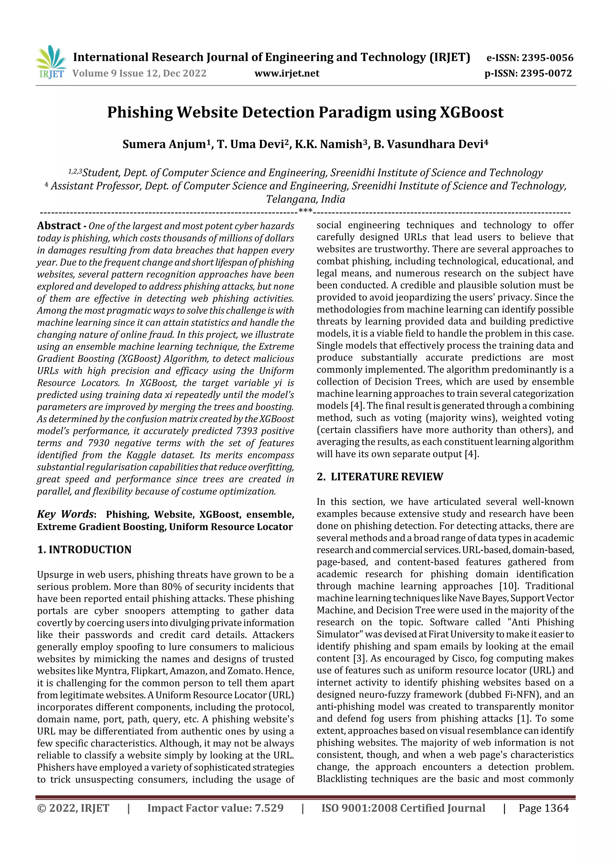 Phishing Website Detection Paradigm using XGBoost | PDF