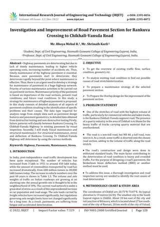 Investigation and Improvement of Road Pavement Section for Rankuva ...