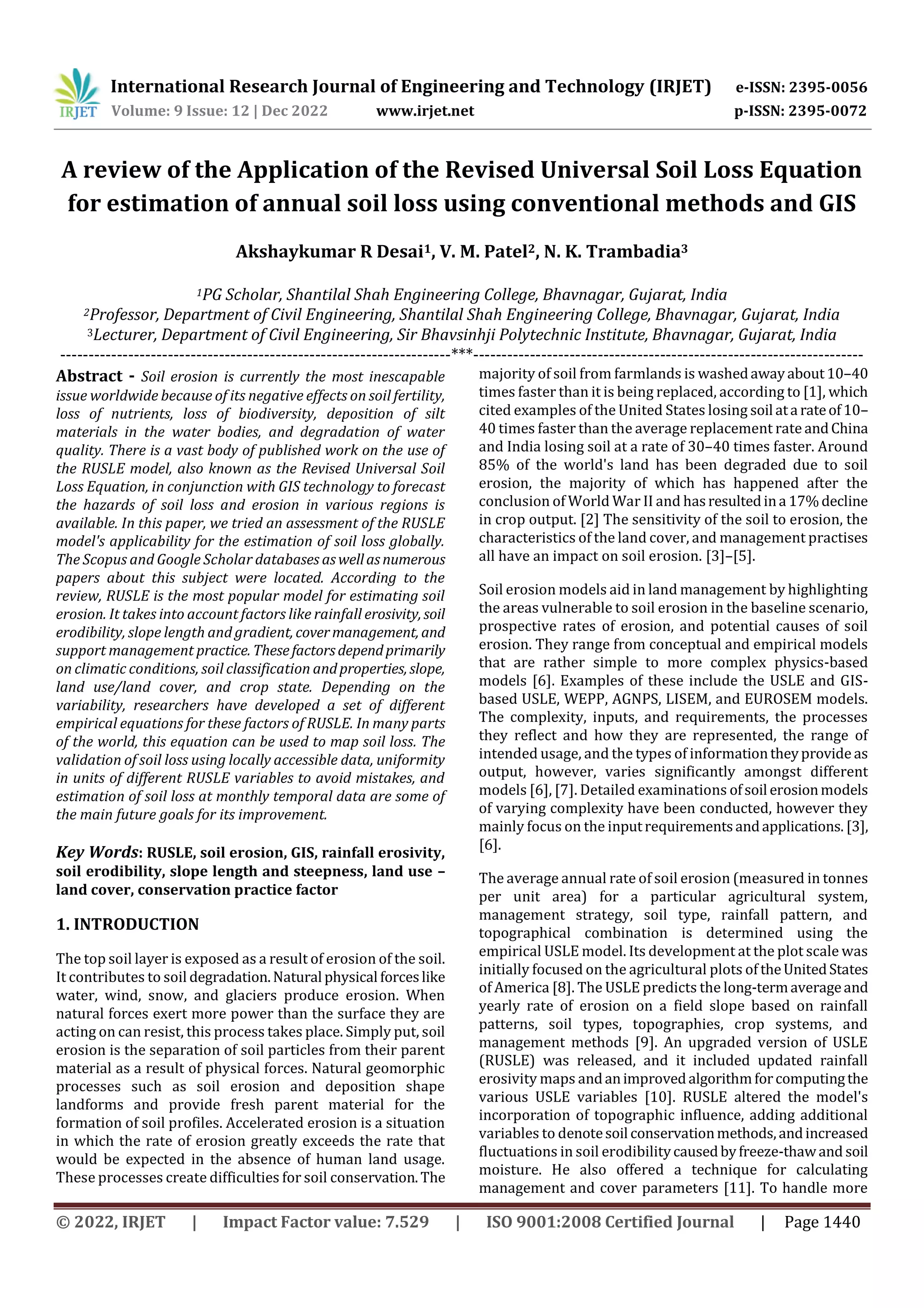 A review of the Application of the Revised Universal Soil Loss Equation ...