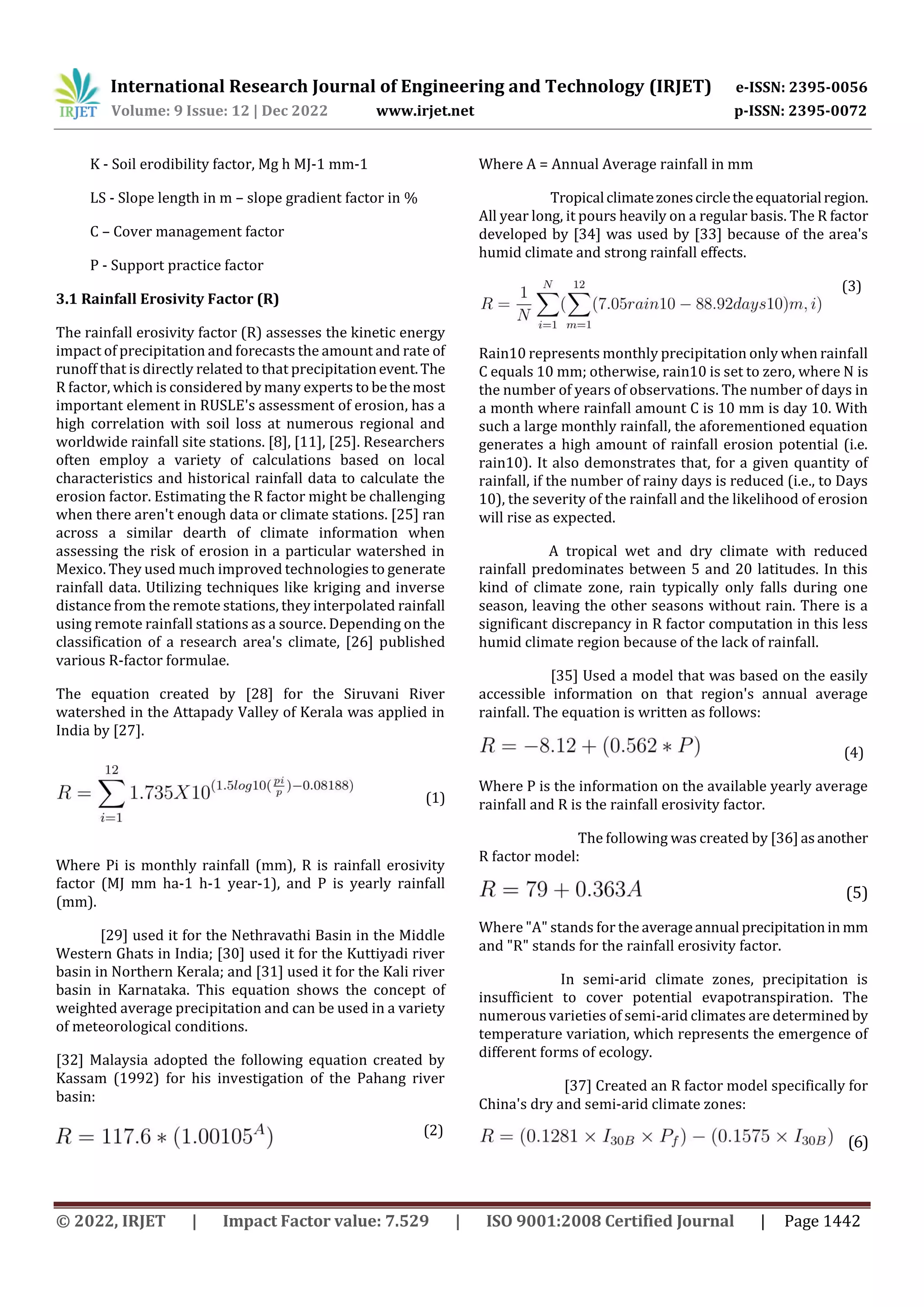 A review of the Application of the Revised Universal Soil Loss Equation for estimation of annual ...