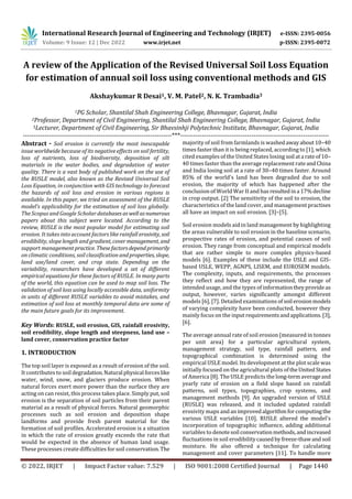A review of the Application of the Revised Universal Soil Loss Equation for estimation of annual ...