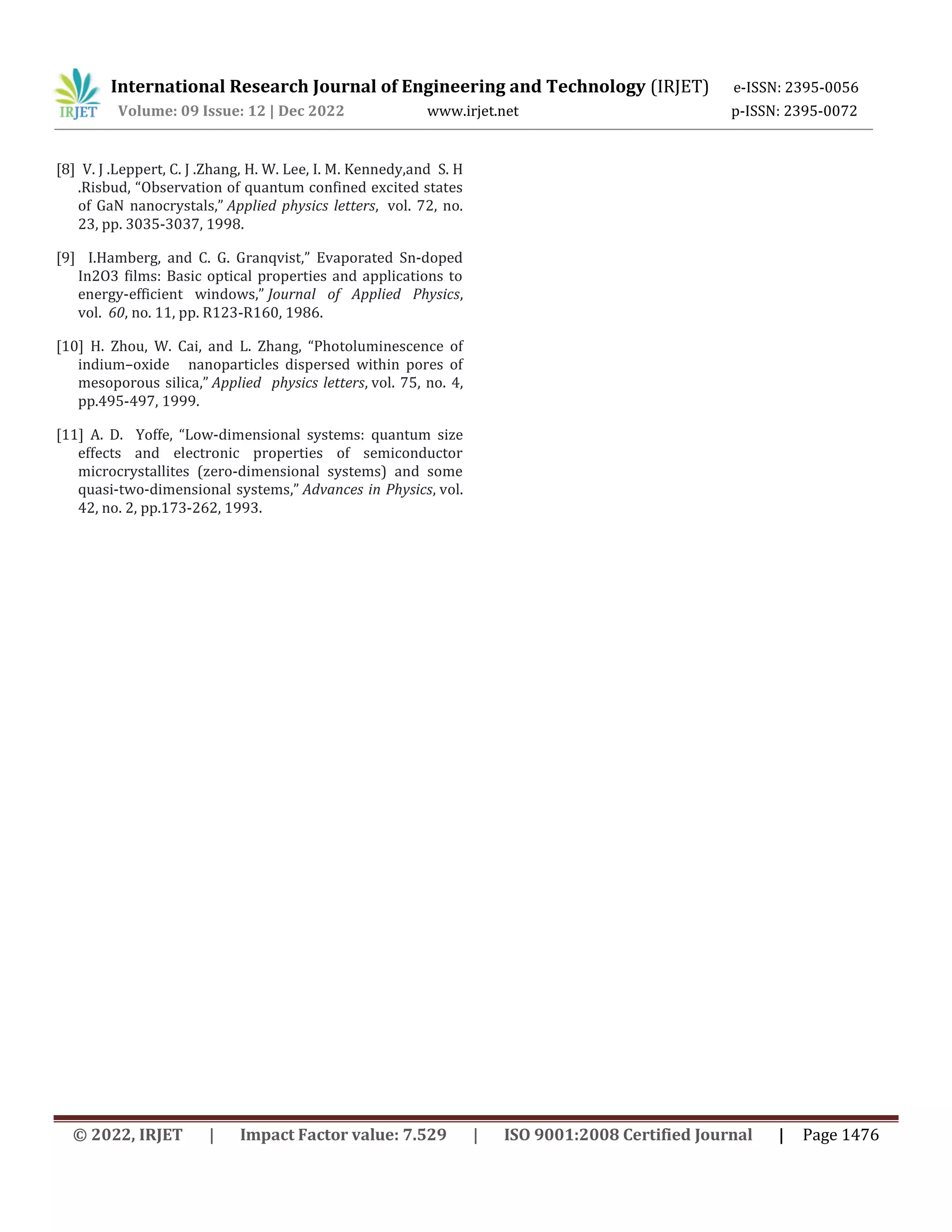 Indium Oxide Nano Particle Preparation and Characterization using Laser ...