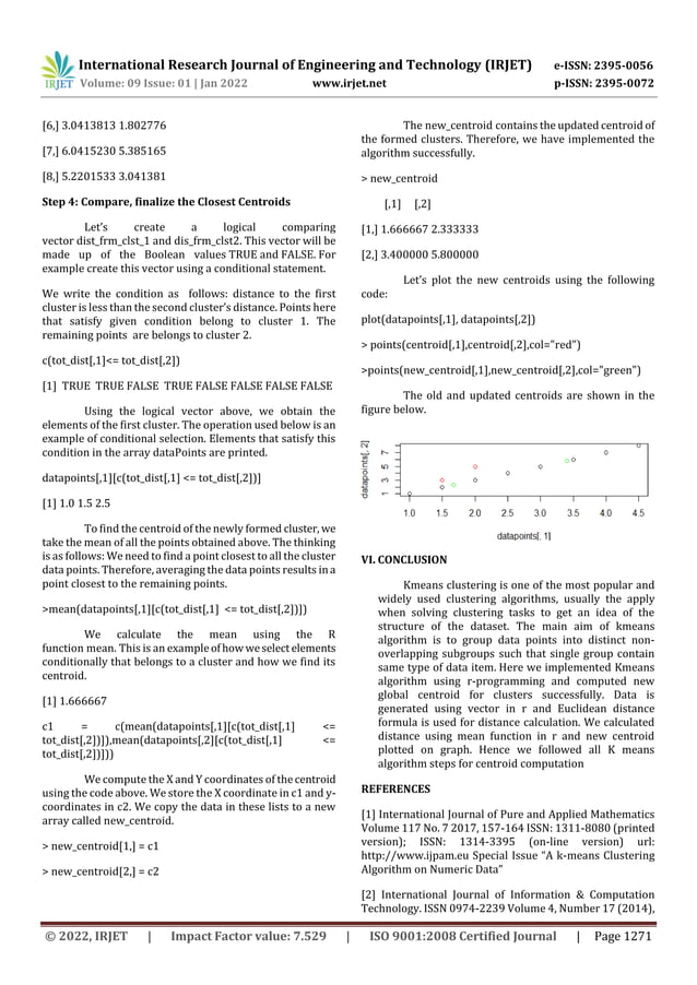 Machine Learning, K-means Algorithm Implementation with R | PDF