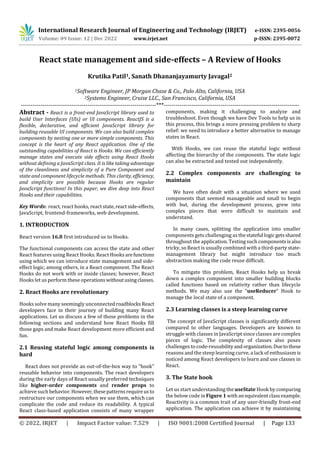 React state management and side-effects – A Review of Hooks | PDF